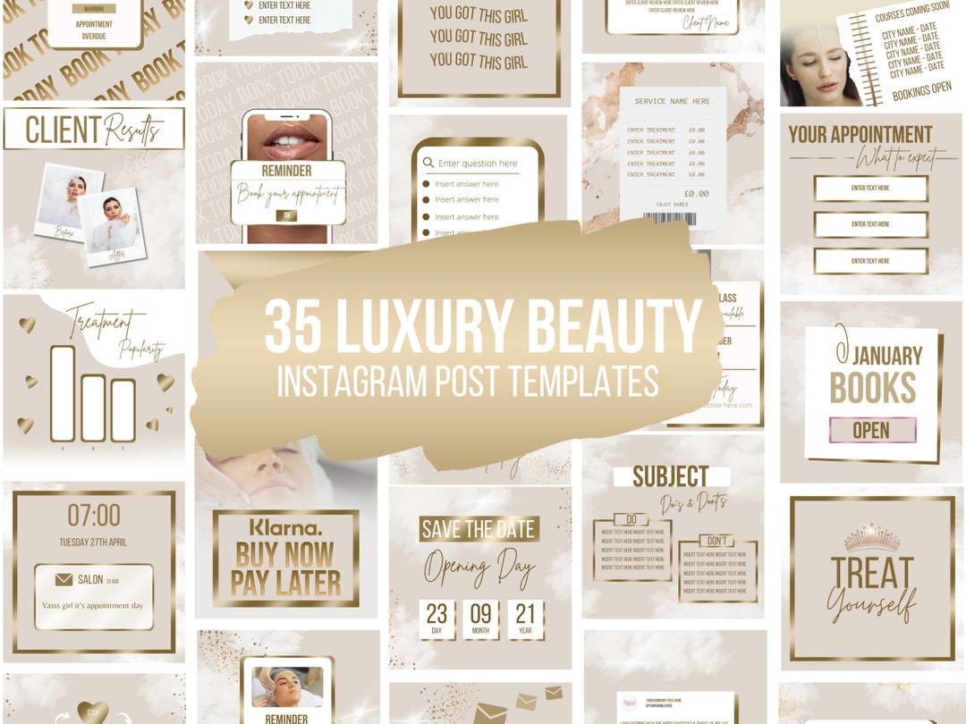 Beauty Instagram Post Templates, Neutral Gold Luxury Posts, Lash Flyers ...