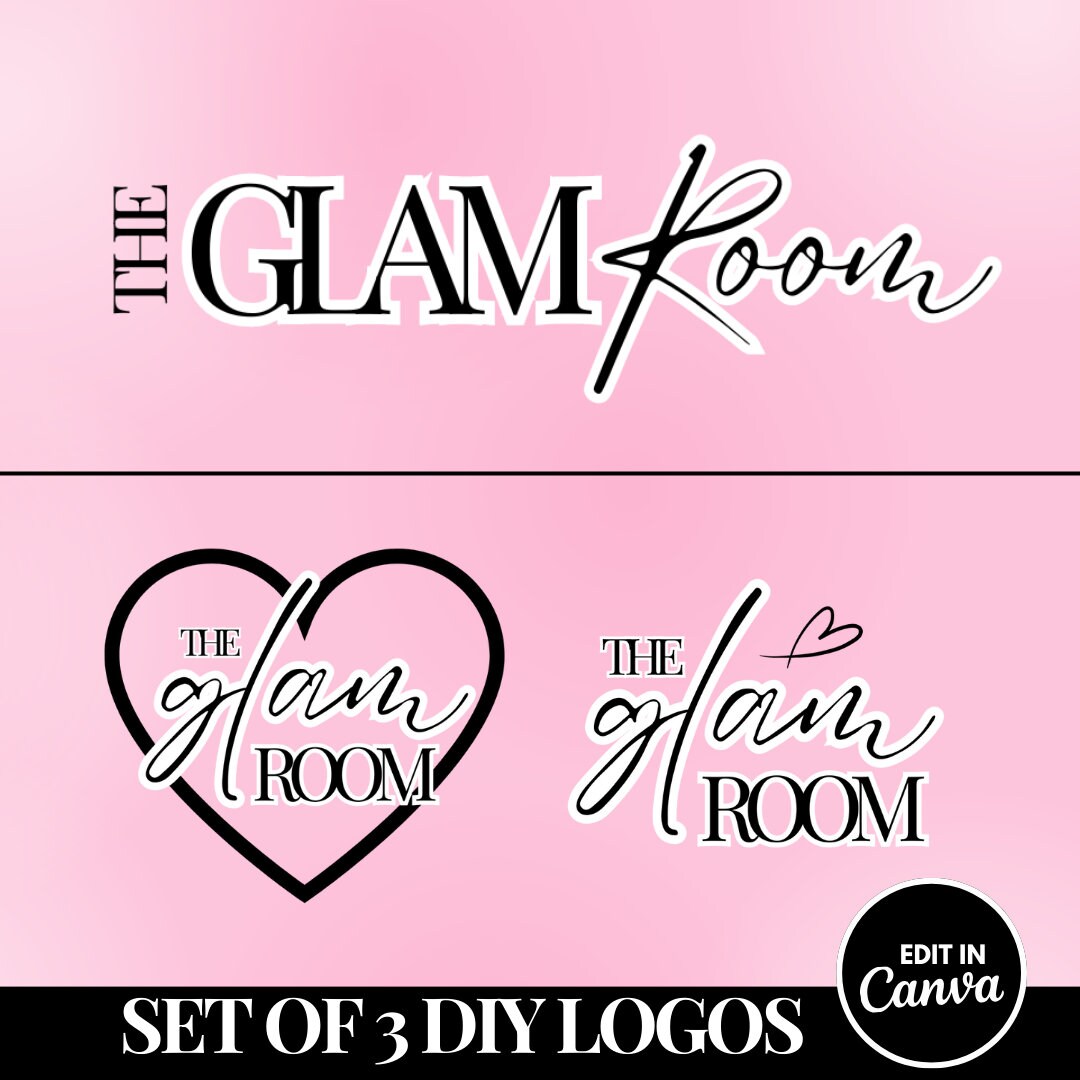 Pink Beauty Logo, DIY Pink Logo Set, Modern Pink, Hair Branding, Lash ...