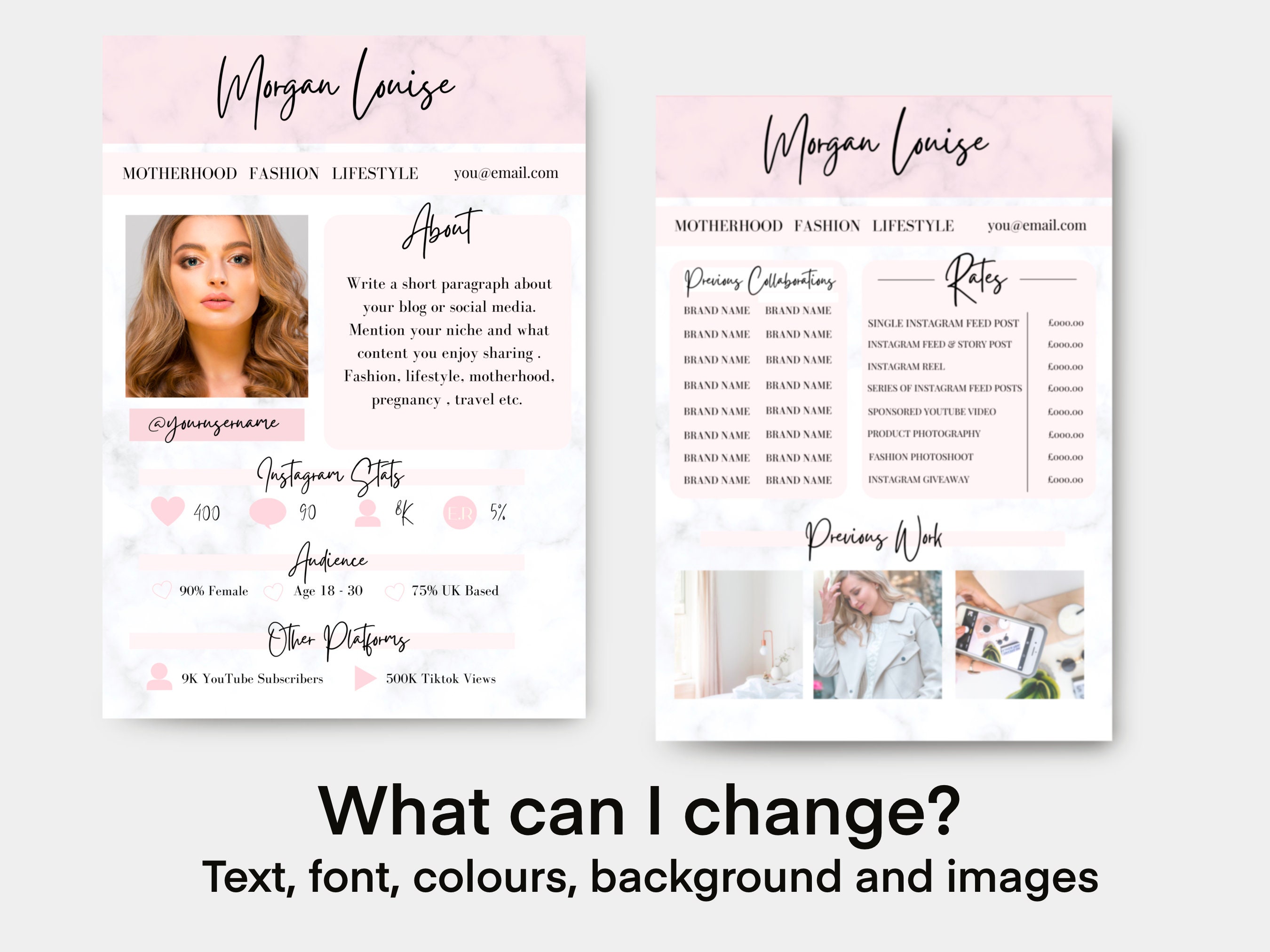 Instagram Influencer Media Kit Template, Blogger Template, 2 Page ...