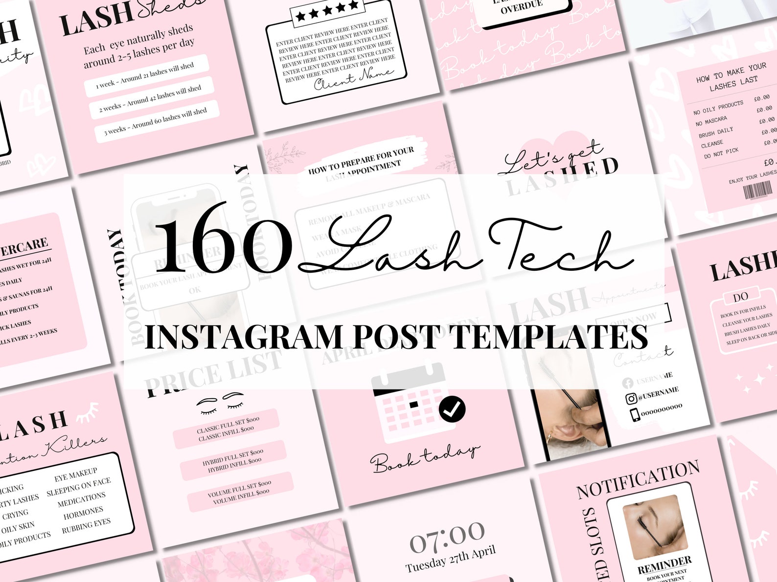 Lash Tech Instagram Post Templates Lash Quotes Lash Posts - Etsy UK