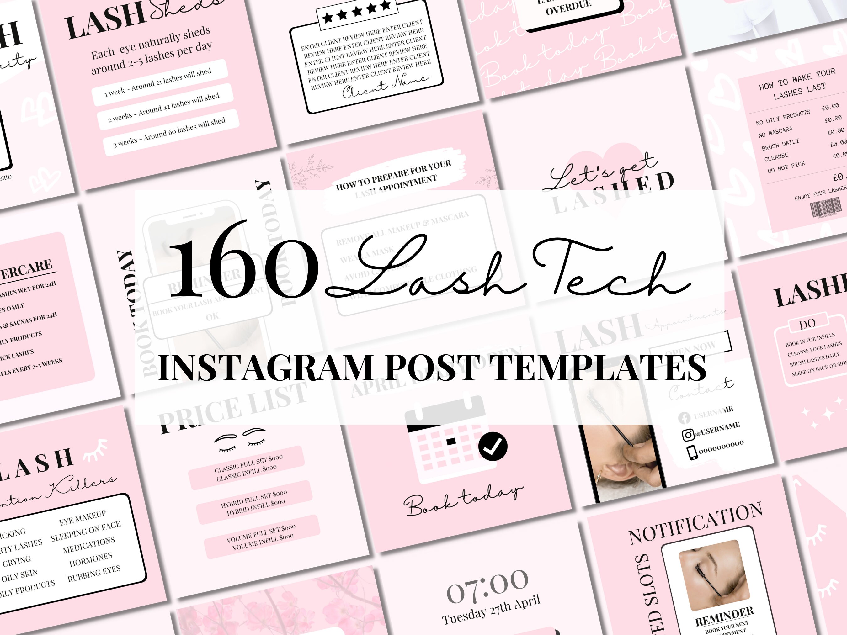 Lash Tech Instagram Post Templates Lash Quotes Lash Posts - Etsy UK