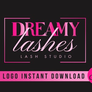 Pink Beauty Logo, DIY Pink Logo Set, Neon Pink, Hair Branding, Lash ...