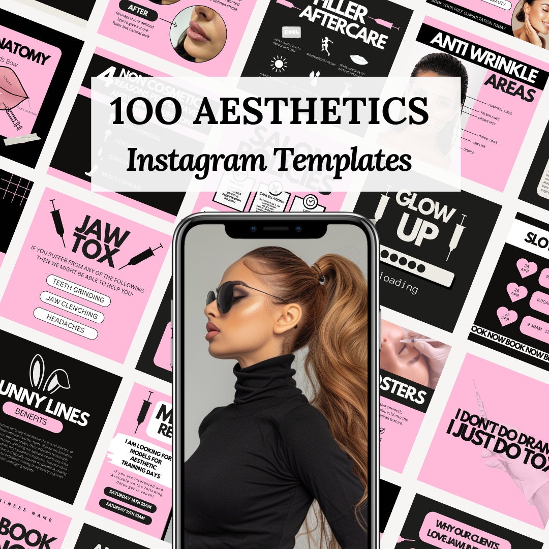 Anti Wrinkle and Filler Instagram Post Templates, Pink & Modern Luxury ...