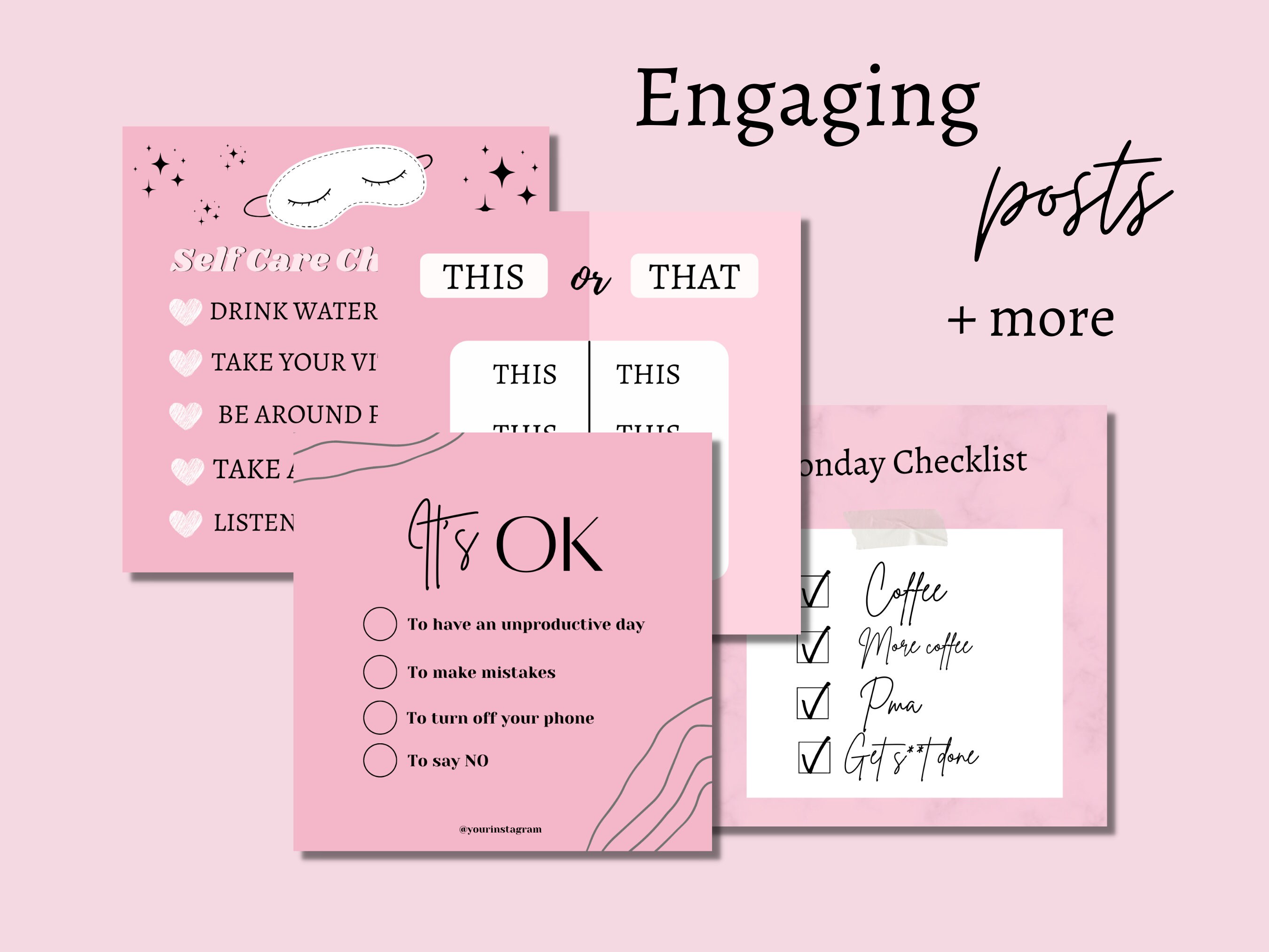 Pink Instagram Post Templates Instagram Story Feed Posts - Etsy
