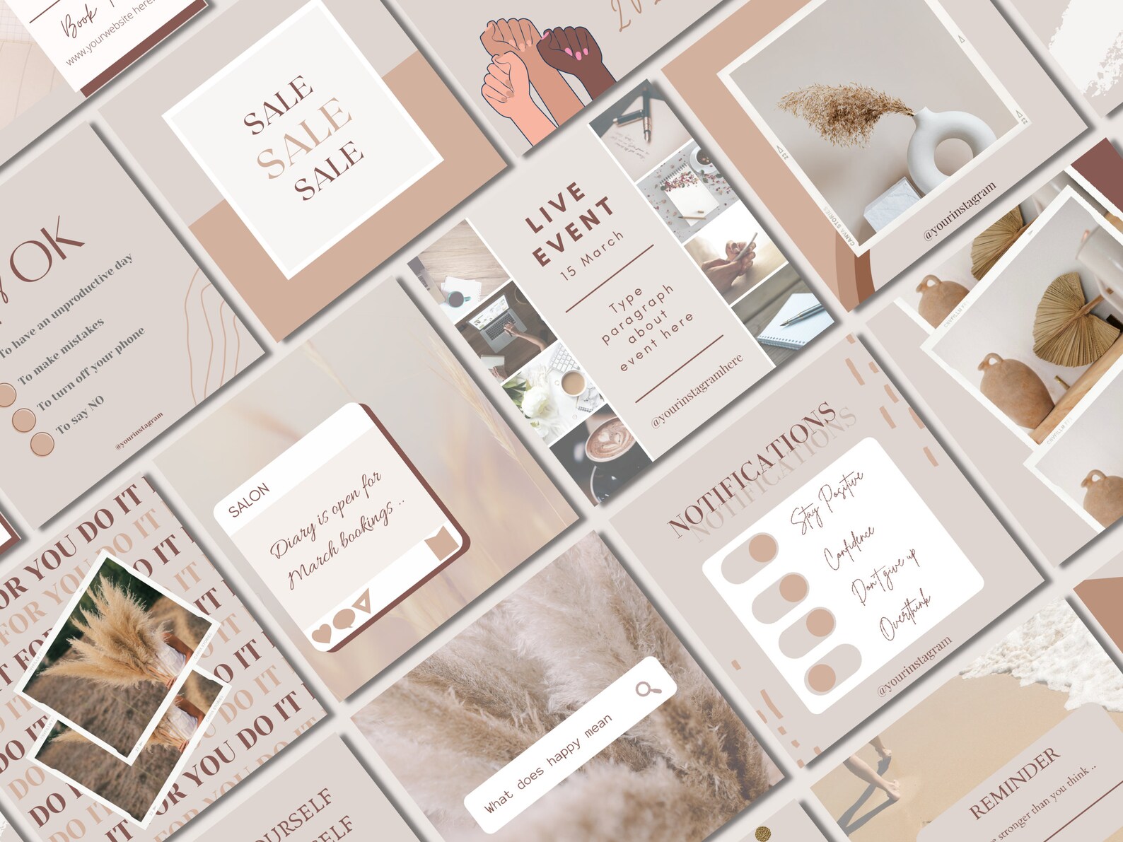 Neutral Instagram Post Templates Canva Feed Story Social - Etsy