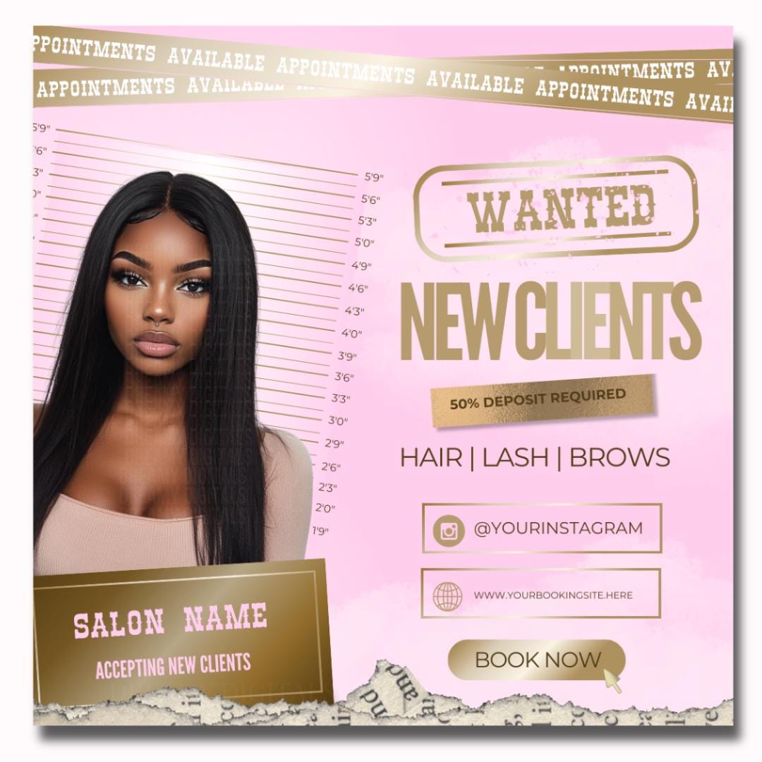 DIY Hair Flyer, Hair Template, Hair Extensions, Lash Tech, Braider ...