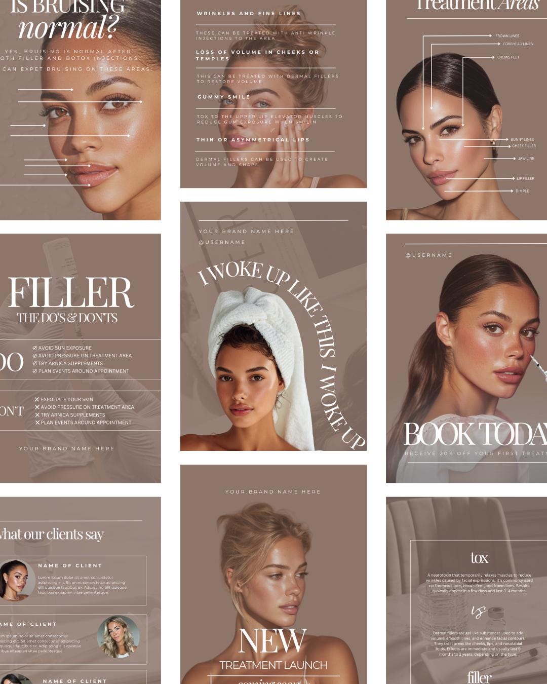 Anti Wrinkle and Filler Instagram Post Templates,aesthetics Templates ...