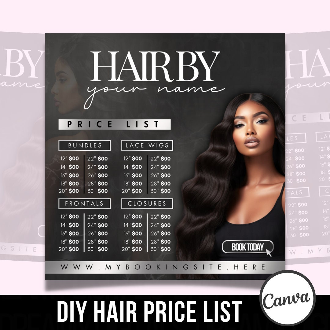 DIY Hair Price List Flyer, Hair Template, Hair Extensions, Hair Salon ...