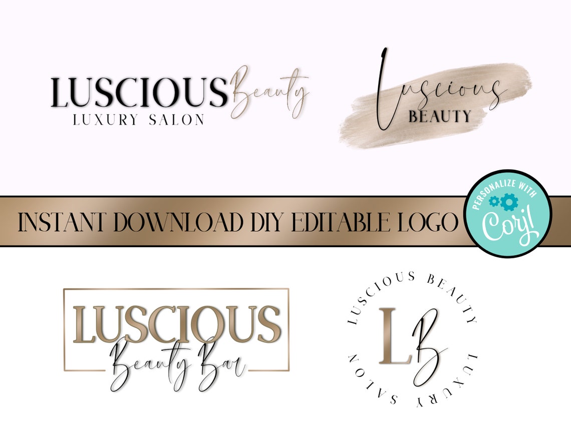 DIY Gold Logo Design Premade Gold Foil Minimal Logo Set | Etsy