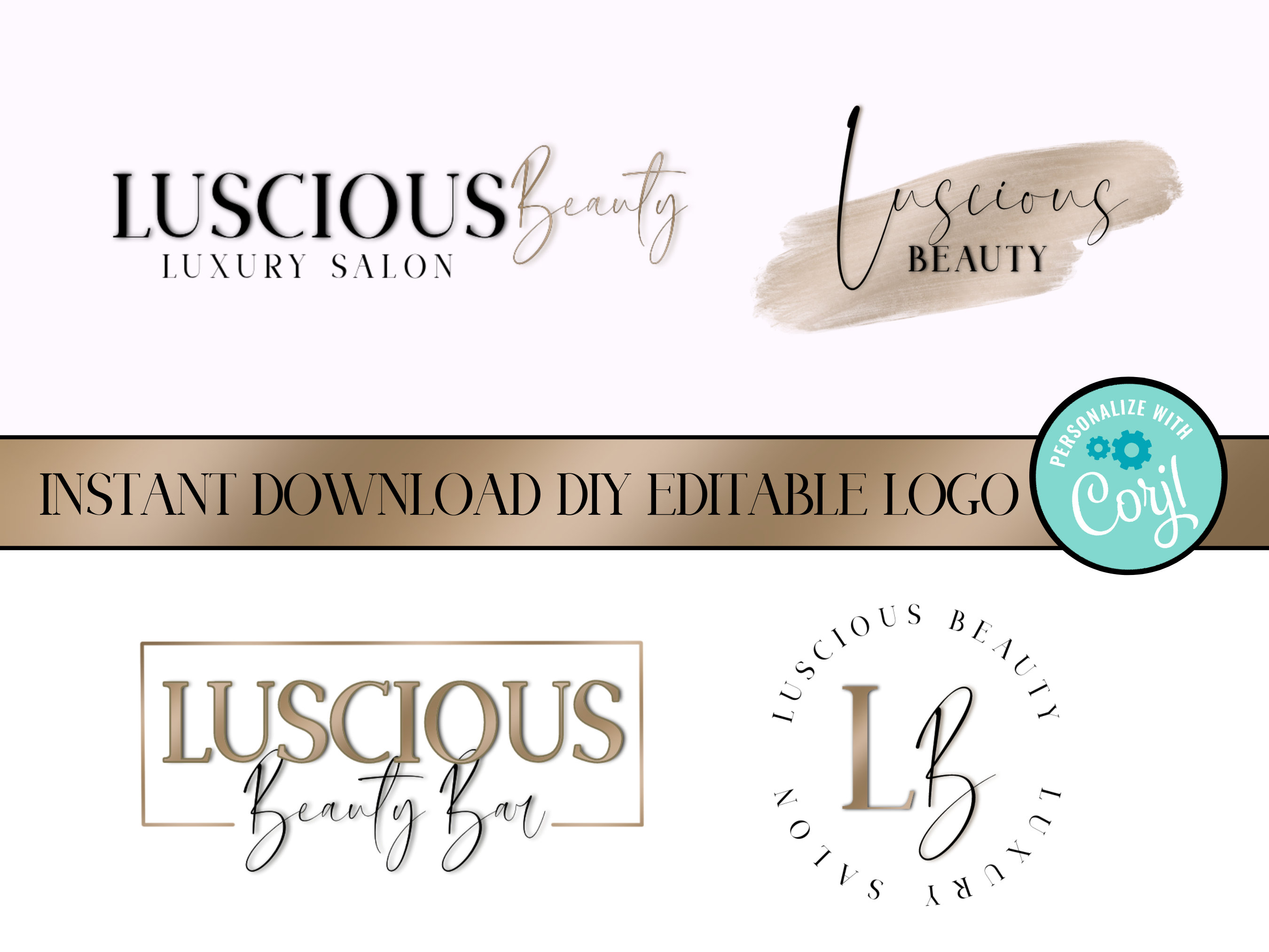 DIY Gold Logo Design Premade Gold Foil Minimal Logo Set | Etsy