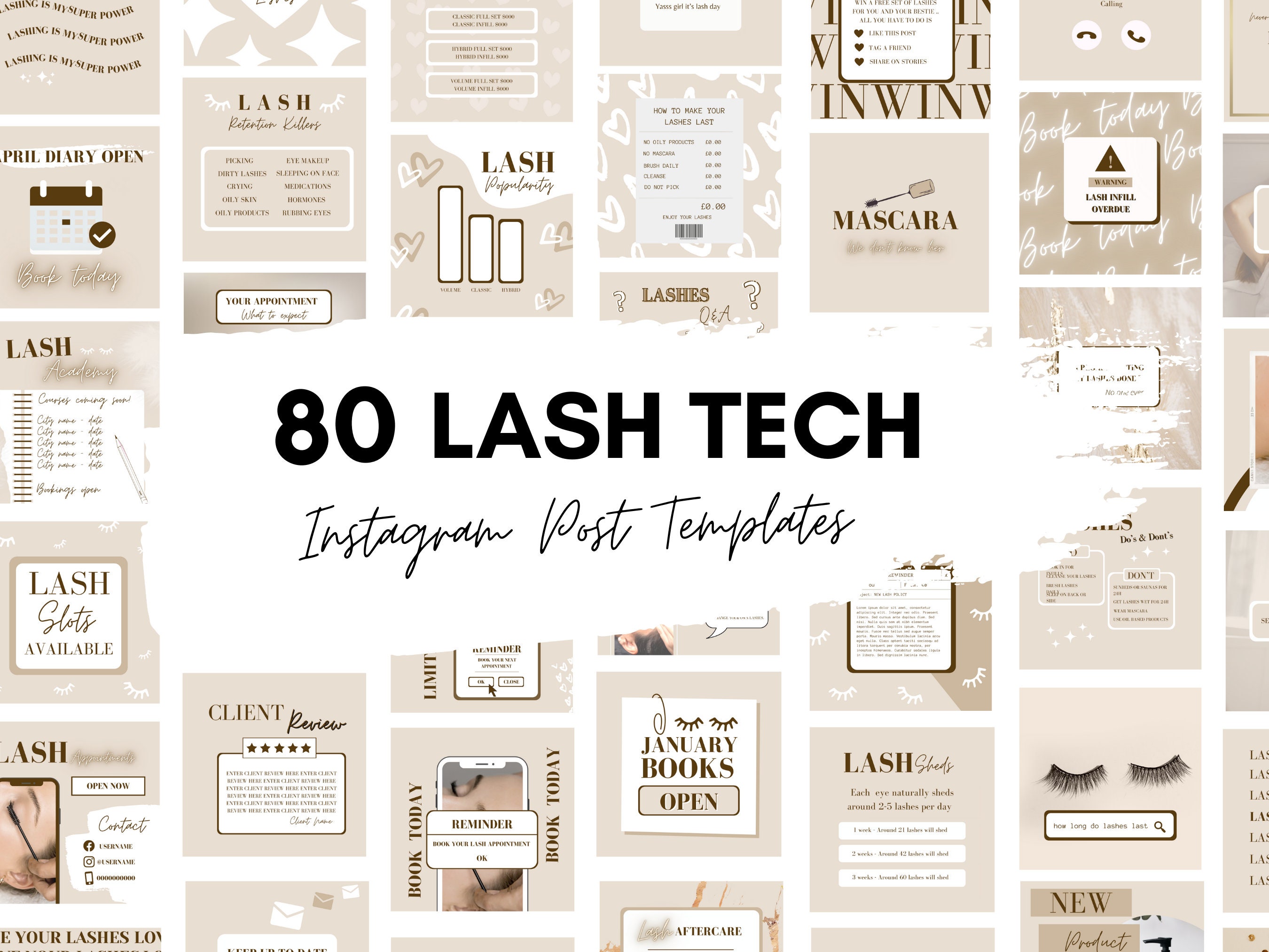 Lash Tech Instagram Post Templates Lash Quotes Lash Posts - Etsy UK