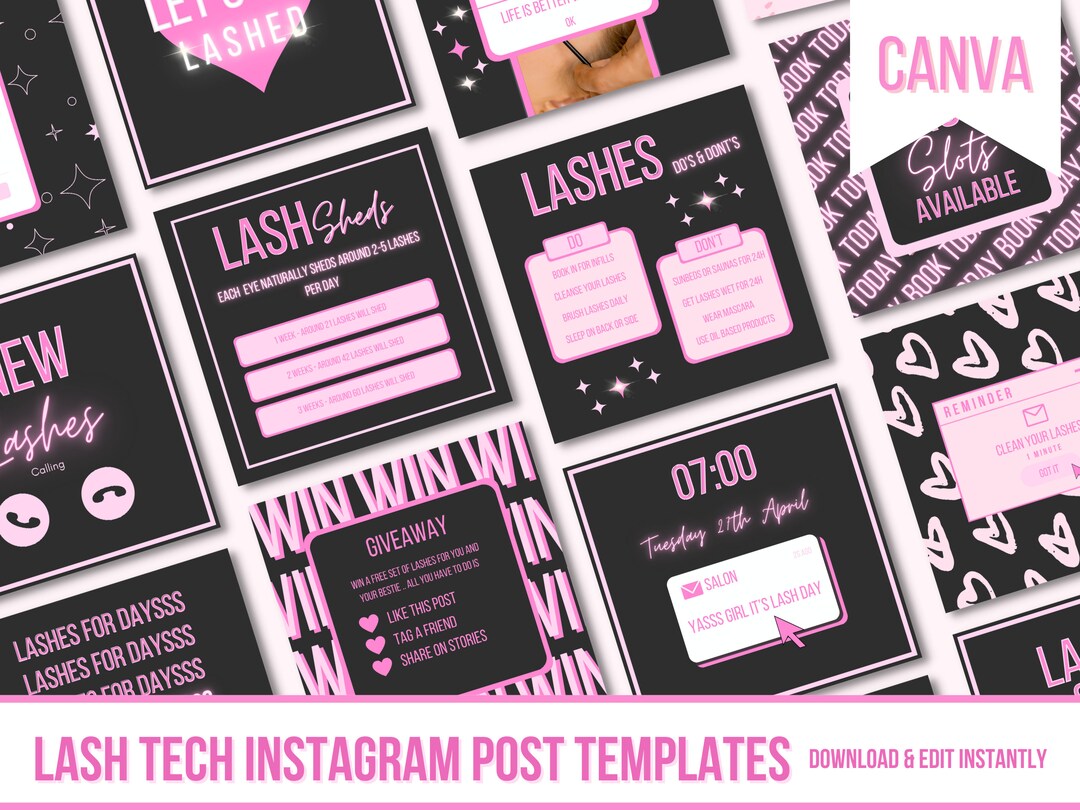 Lash Tech Instagram Post Templates, Lash Quotes, Lash Posts, Branding ...