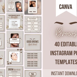 Brow Instagram Post Templates, PMU Social Media Posts, Eyebrow Quotes ...