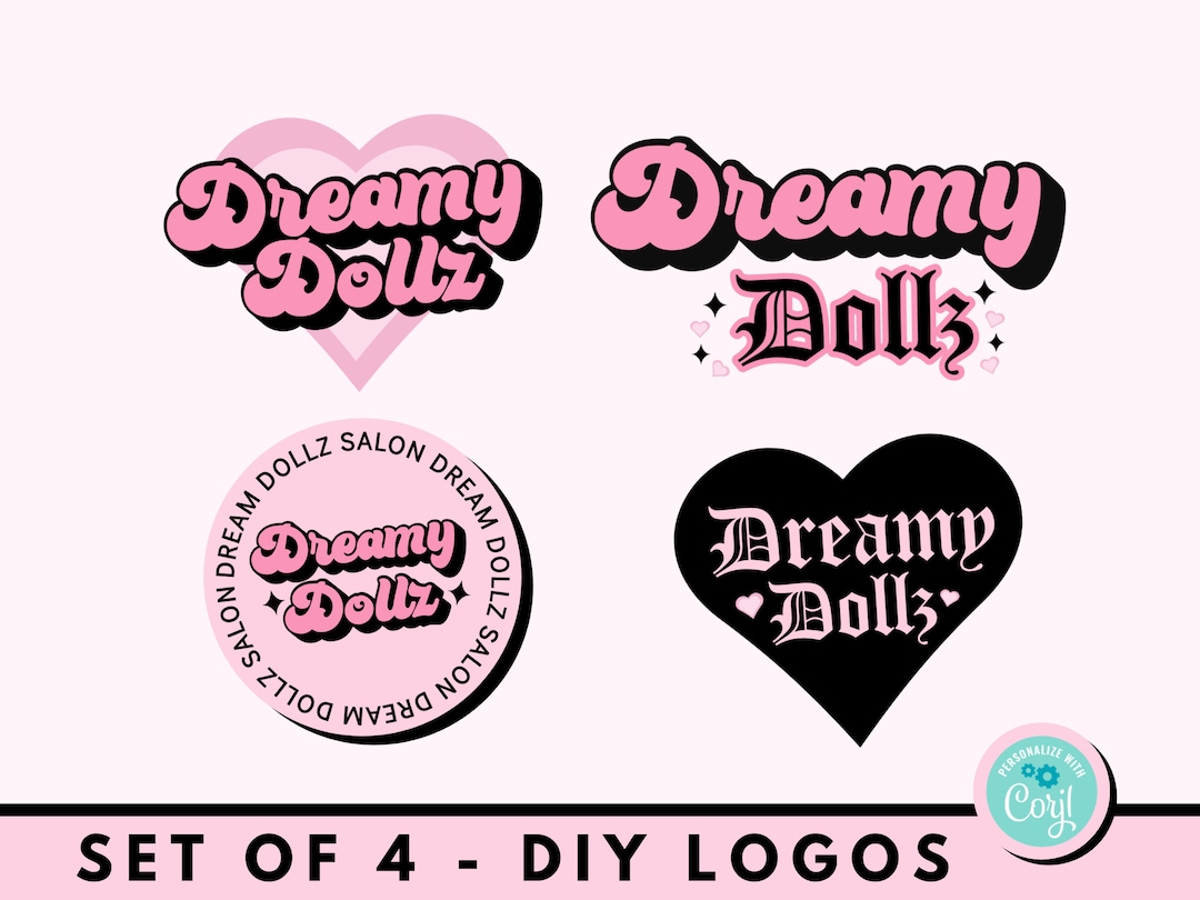 DIY Retro Logo Pink, Lash Logo Design, Funky Logo, Retro Logo, Nail ...