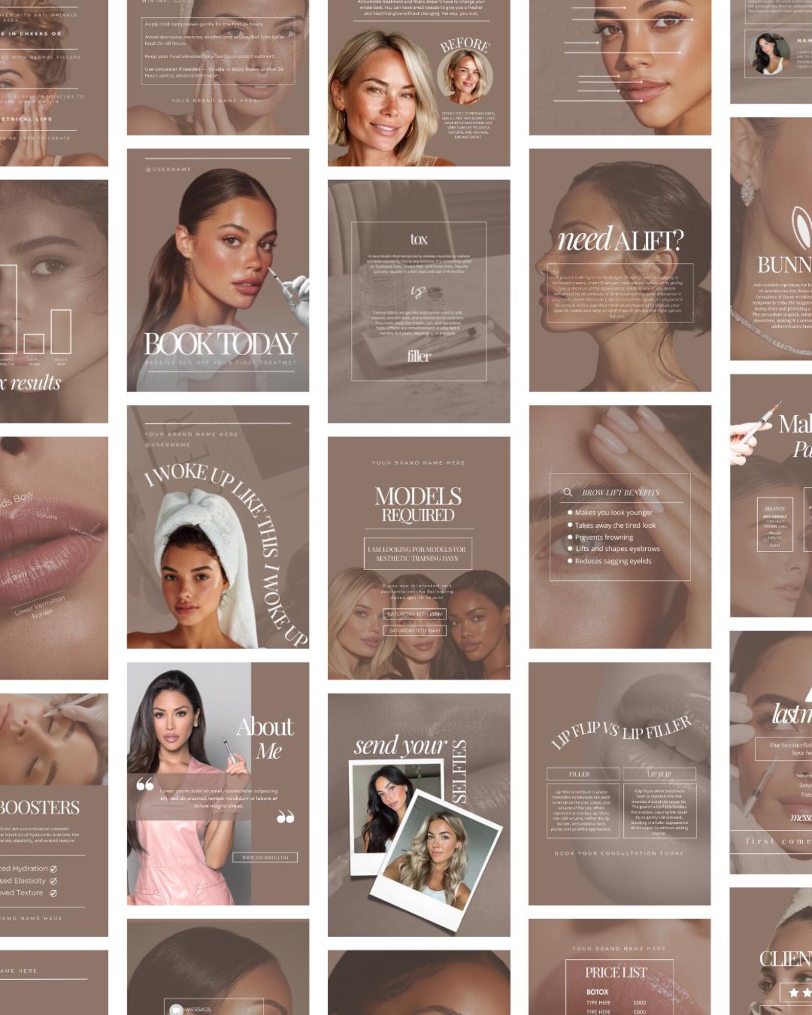 Anti Wrinkle and Filler Instagram Post Templates,aesthetics Templates ...
