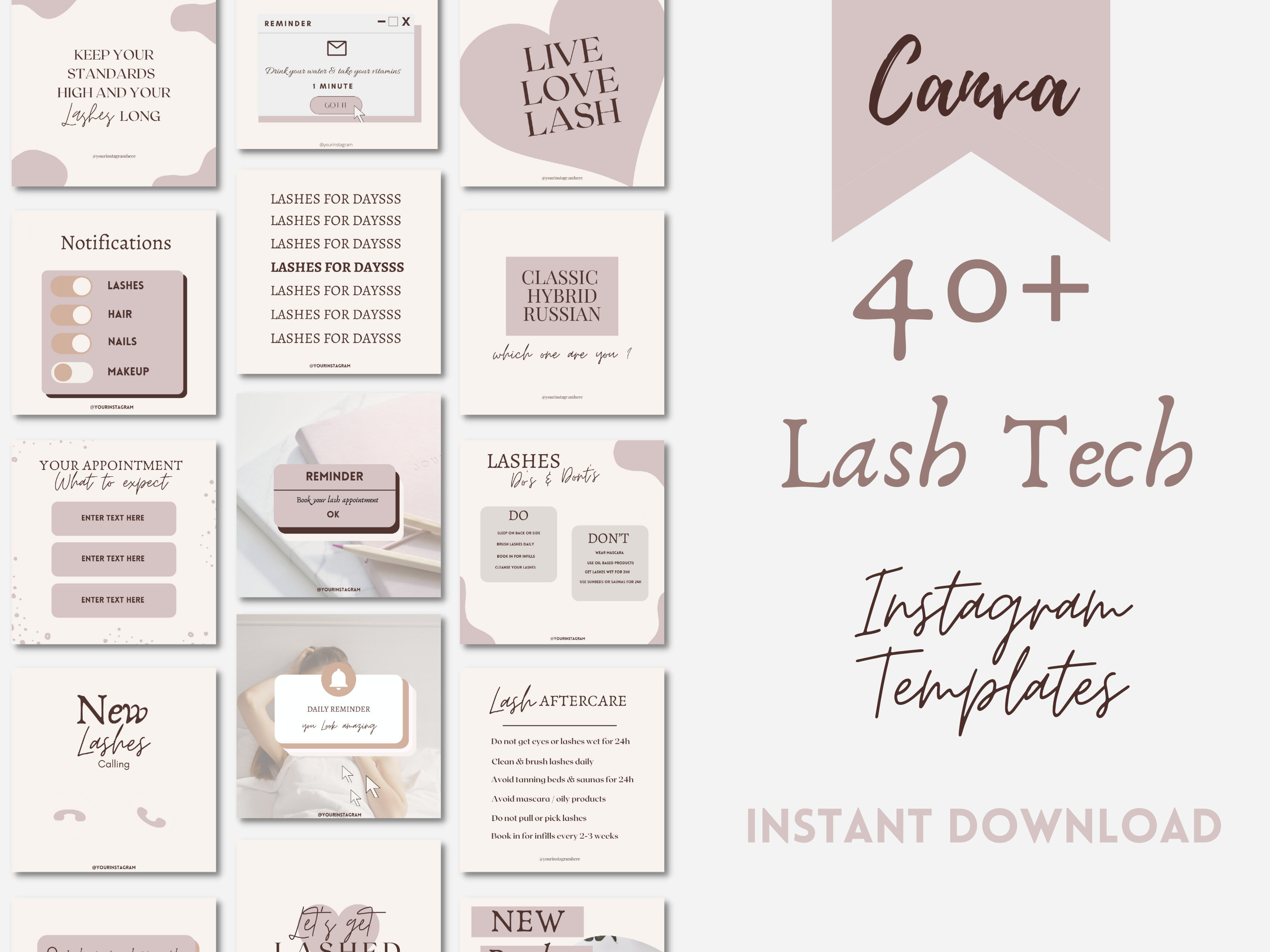 Lash Tech Instagram Post Templates Lash Quotes Lash Posts | Etsy