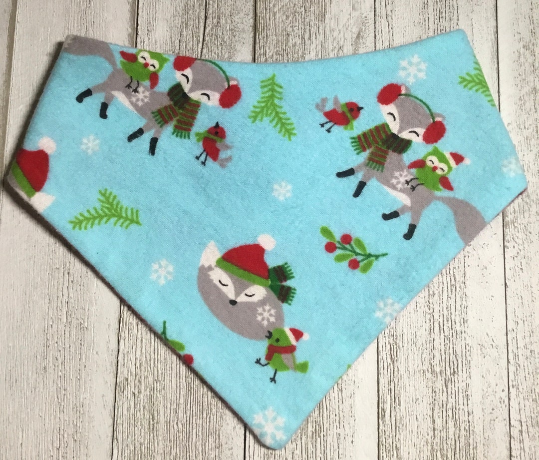 Winter Soft Flannel Dog Bandana / Fox Bandana / Snap on - Etsy