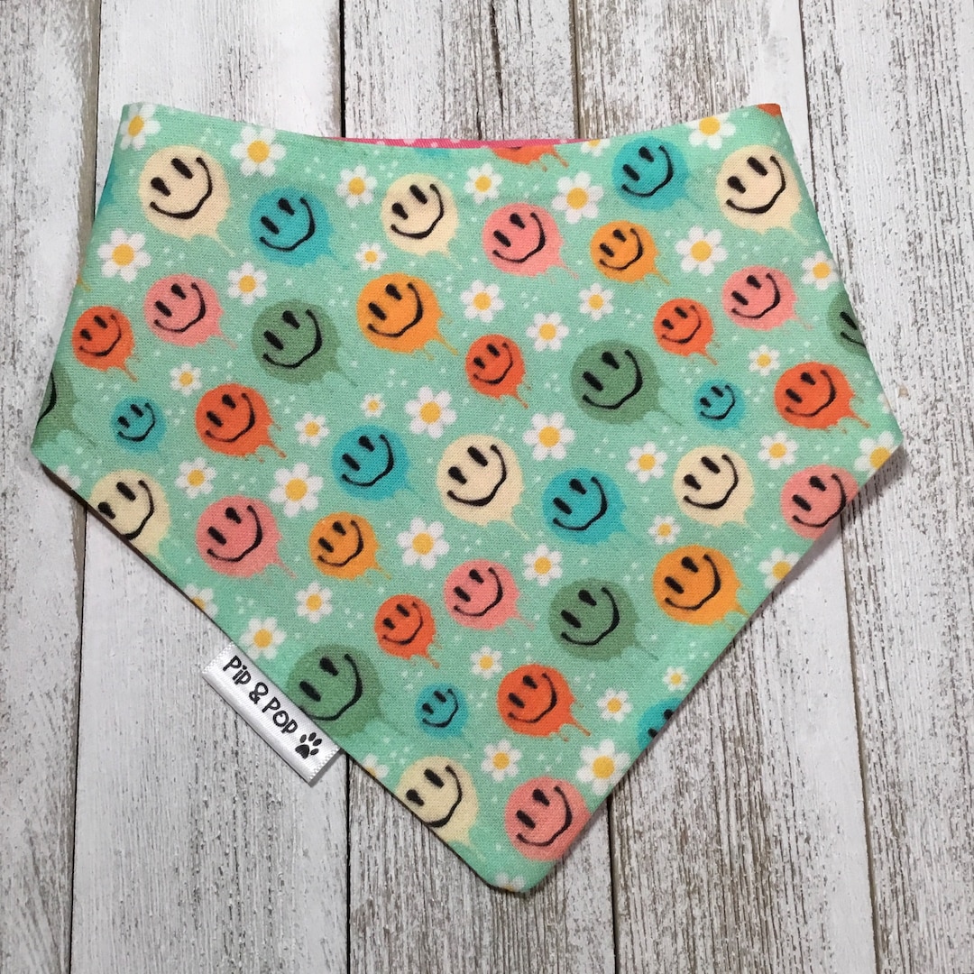Melting Smiley Face Bandana / Happy Face Dog Bandana / Dog Bandana ...