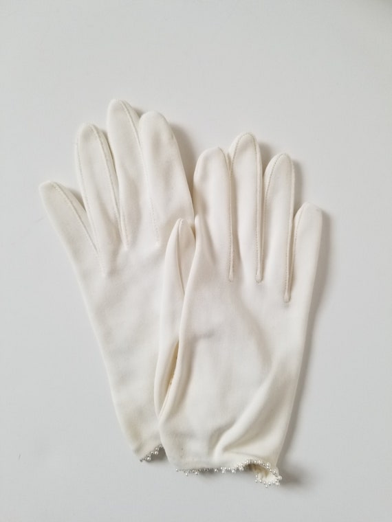 Ladies Vintage off White Gloves Wrist Length With Bead | Etsy