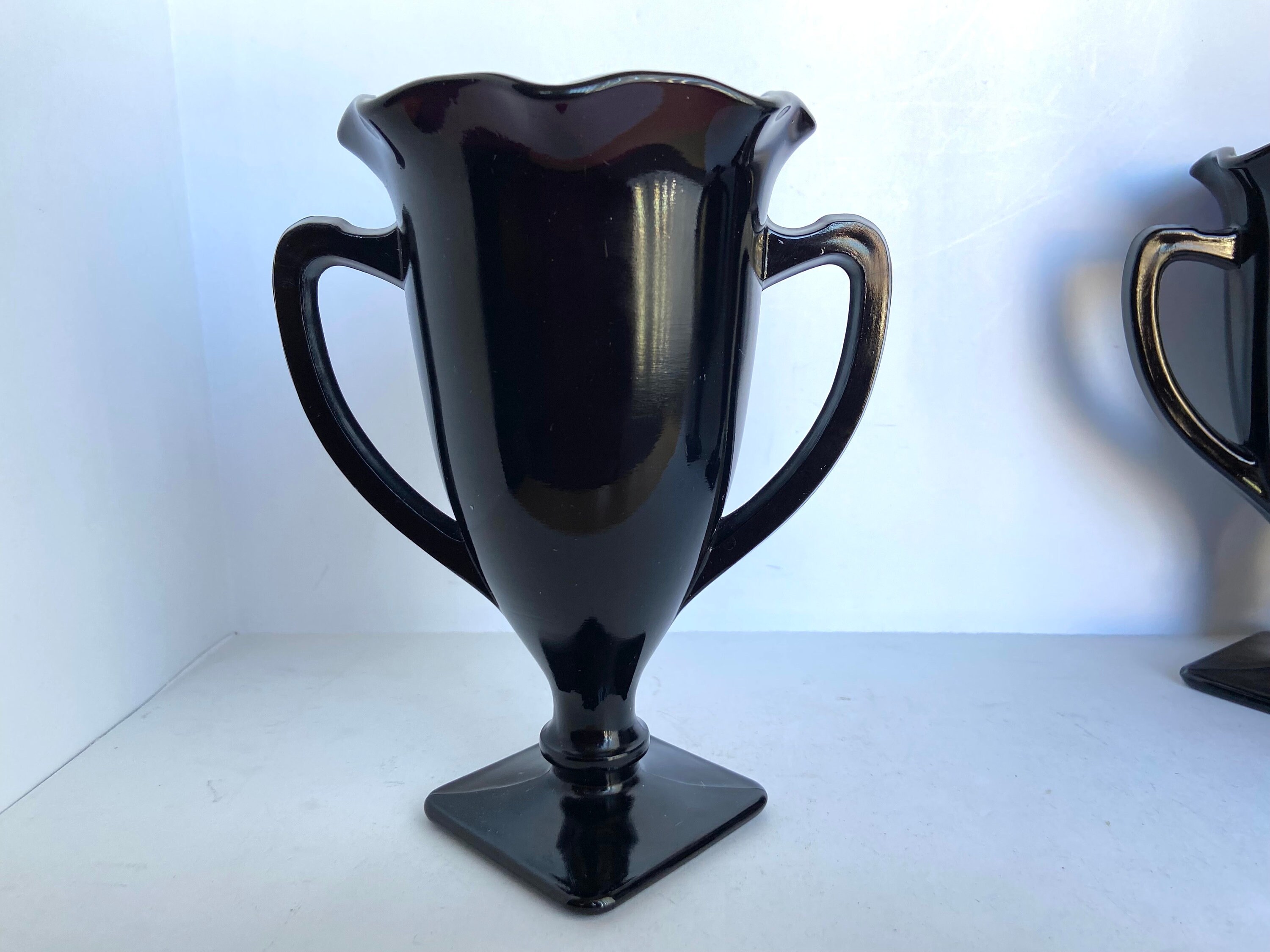 Vintage LE Smith Black Amethyst Glass Dancing Nymph Loving Trophy Vase ...