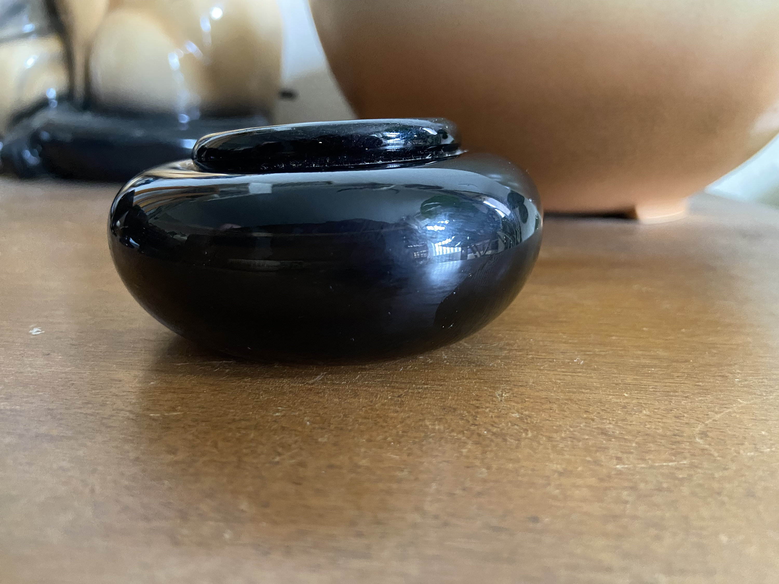 Vintage Hand Blown Black Glass Round Inkwell - Etsy