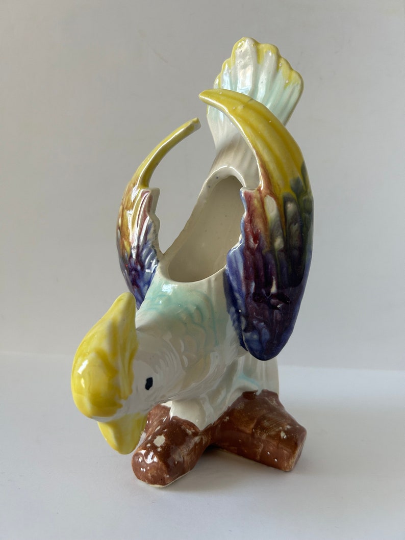 Vintage Morton Pottery Free Standing Parrot on Branch or Wall Pocket ...