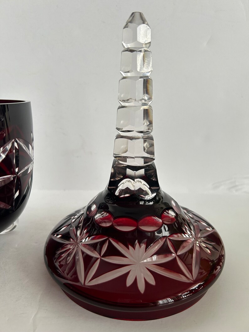 Vintage Unique Bohemian Ruby Red Cut Glass Three Footed Candy Jar - Etsy