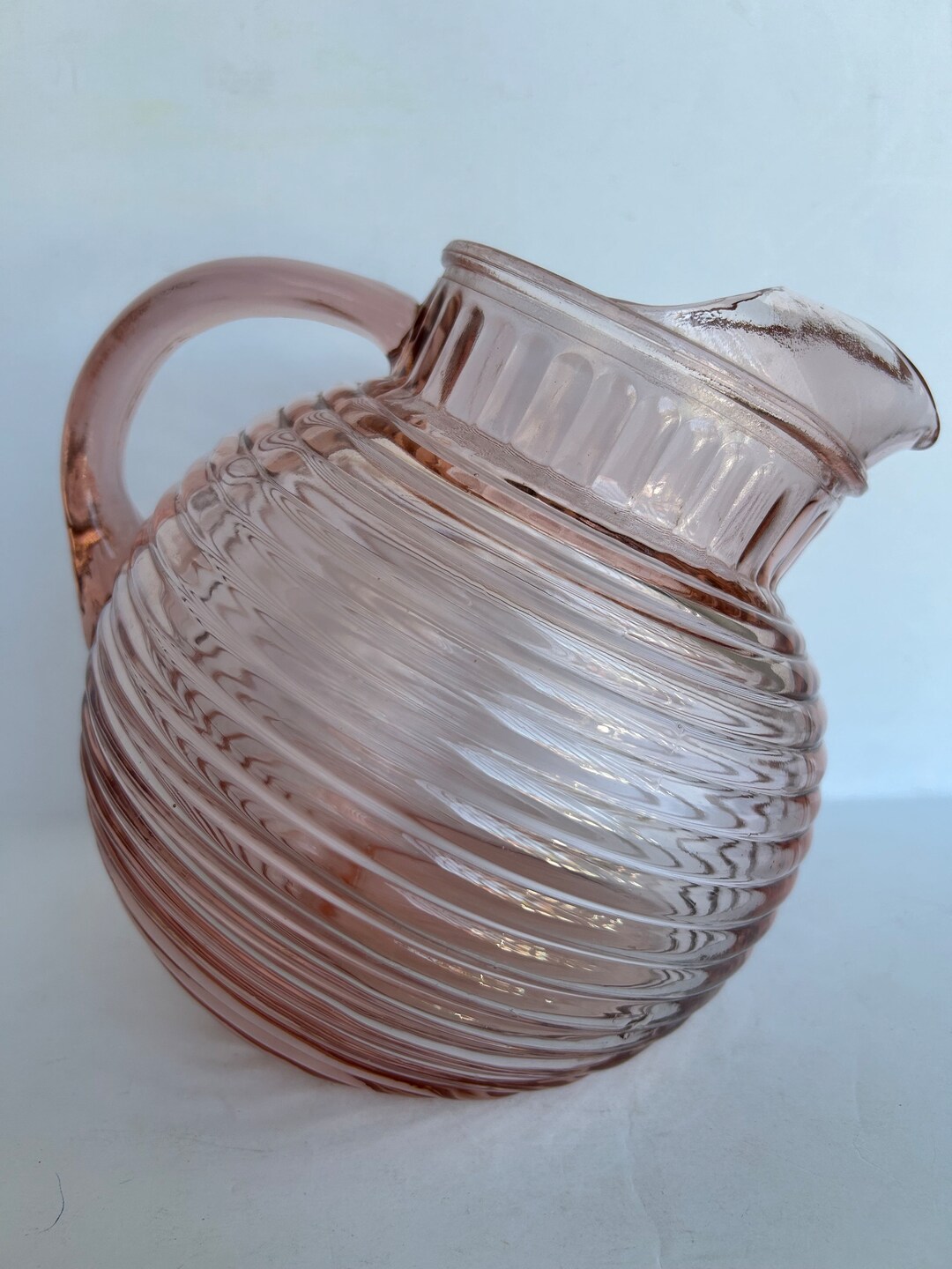 Vintage Anchor Hocking Glass Co Manhattan Pink Depression Glass Tilted ...