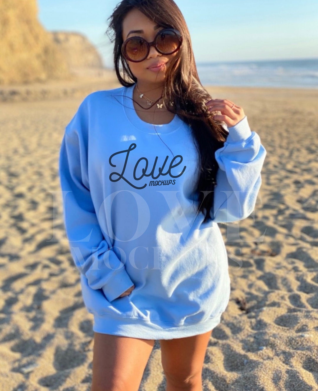 Gildan 18000 Azul Claro Crewneck Sudadera Maqueta Azul Gildan - Etsy España