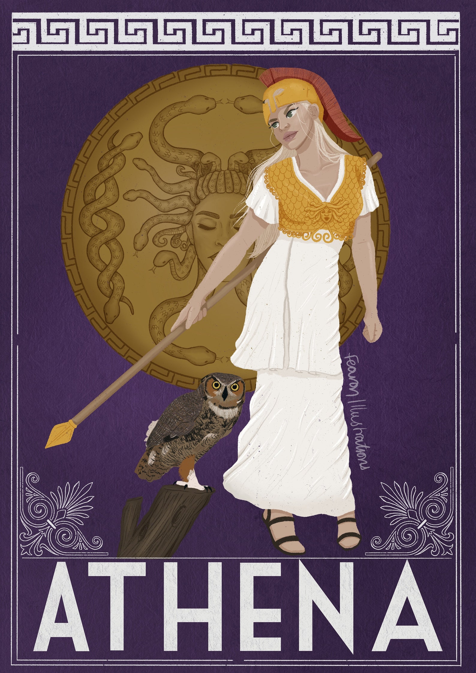 A4 Athena Greek Goddess Art Print, Greek Mythology, Goddess of War ...