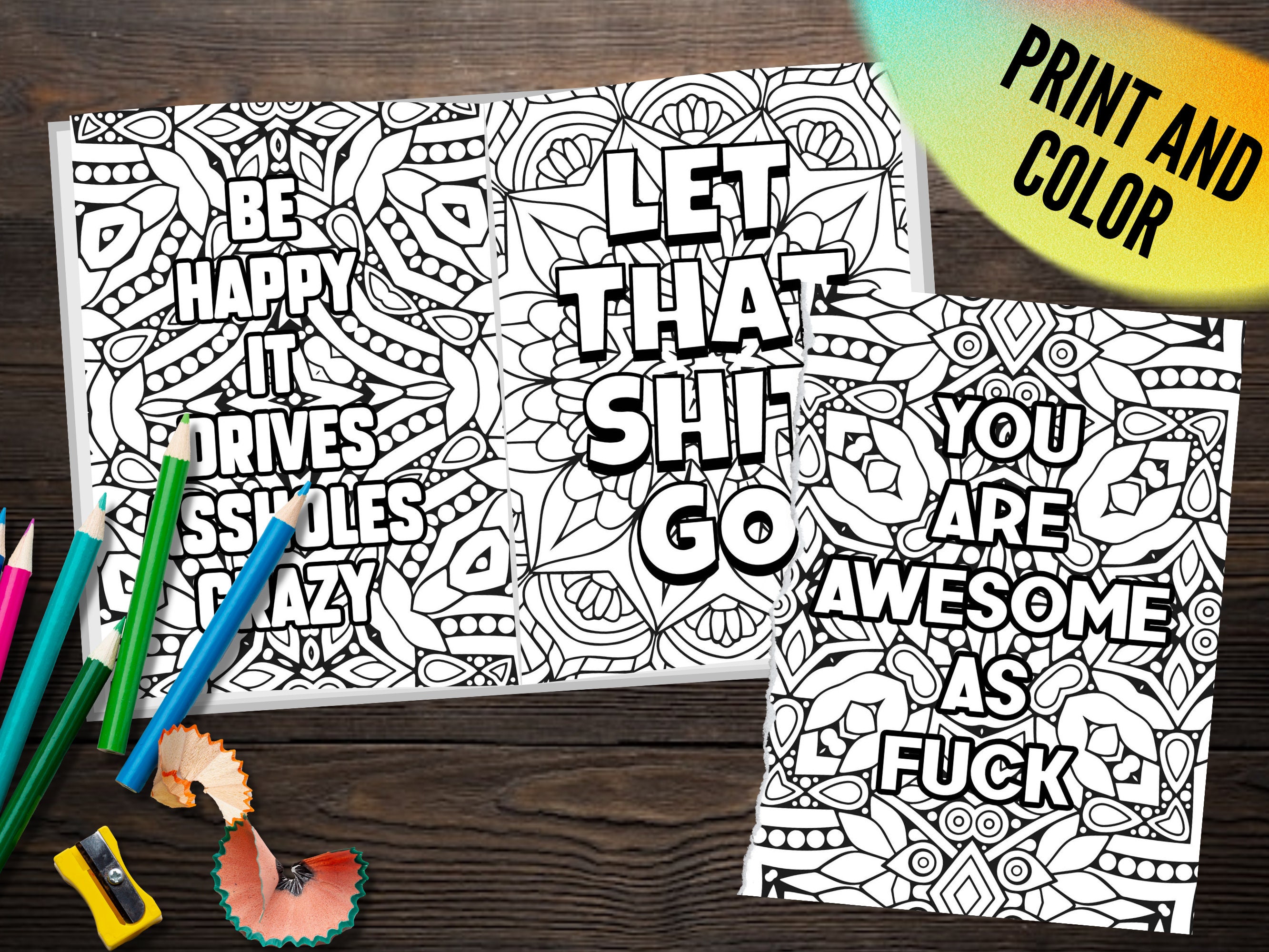 50 Adult Motivational Quote Coloring Pages, Coloring Book for Adults ...