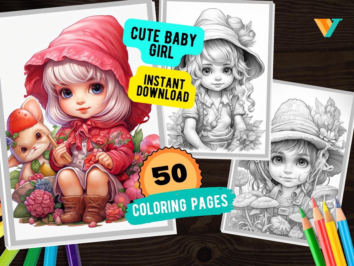 50 Cute Baby Girl Coloring Pages, Coloring Pages for Adults and Kids ...