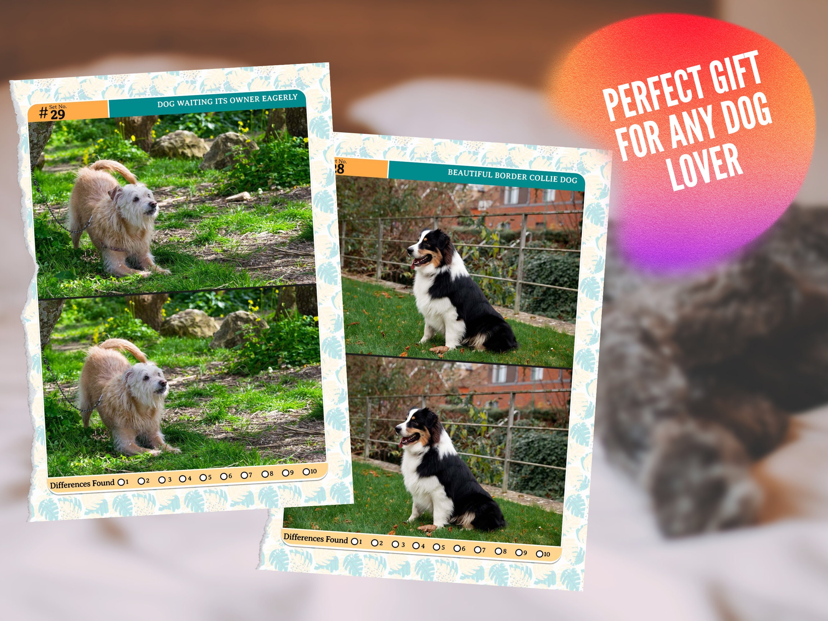 40 Cute Dog Spot the Difference Puzzle Printable PDF File, Doggy Lover ...