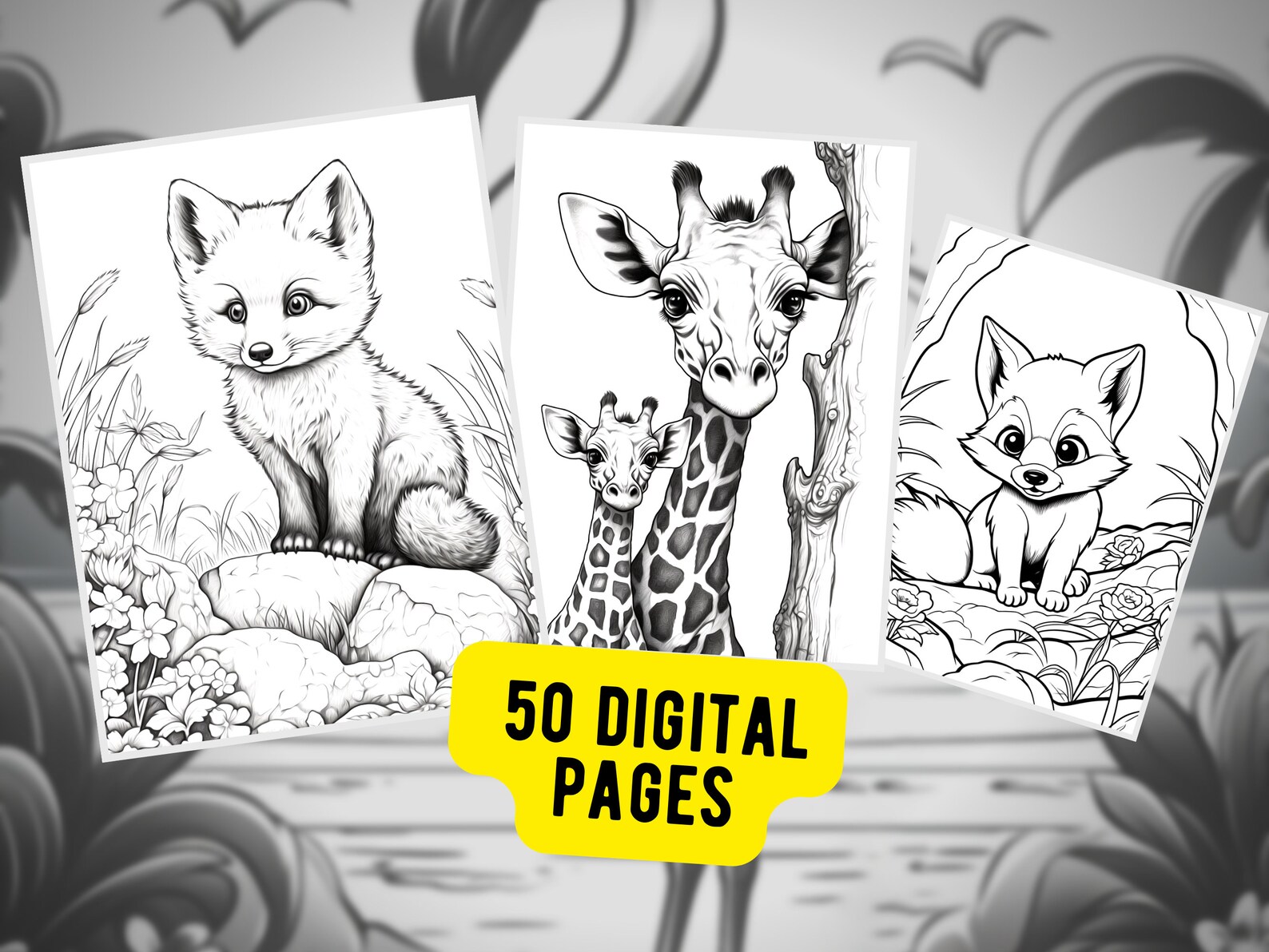 50 Zoo Animal Coloring Pages for Kids, Instant Download, Wildlife ...
