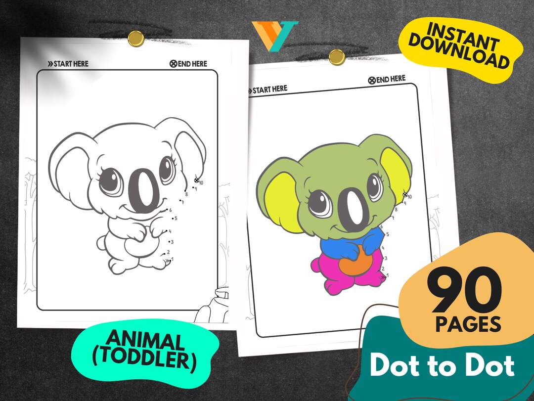 Animal Connect Dot Color Printable Book for Toddler, Connect Dots ...