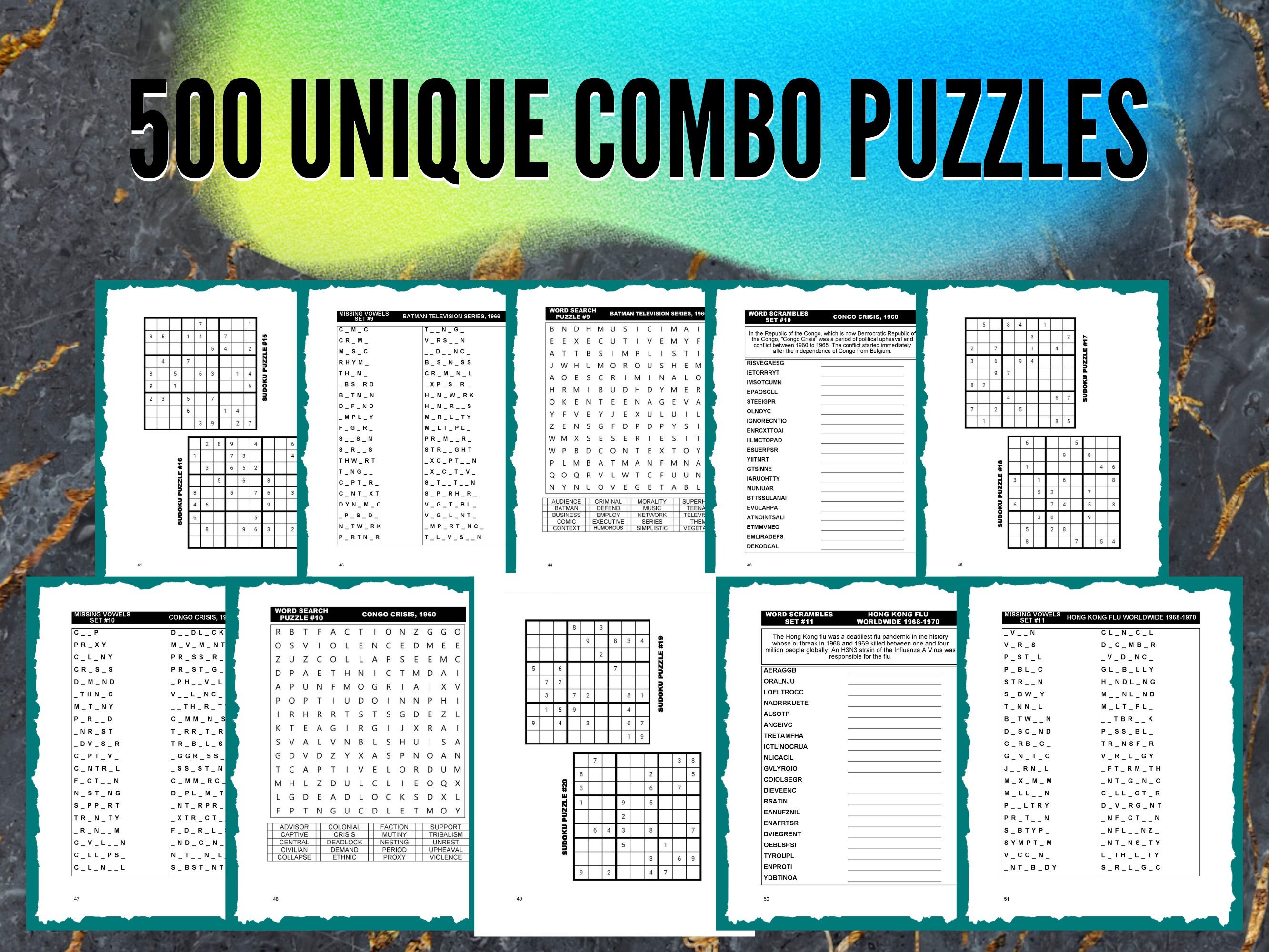500 Mega Puzzles, Word Searching Games Bundle for Adults on Worldwide ...