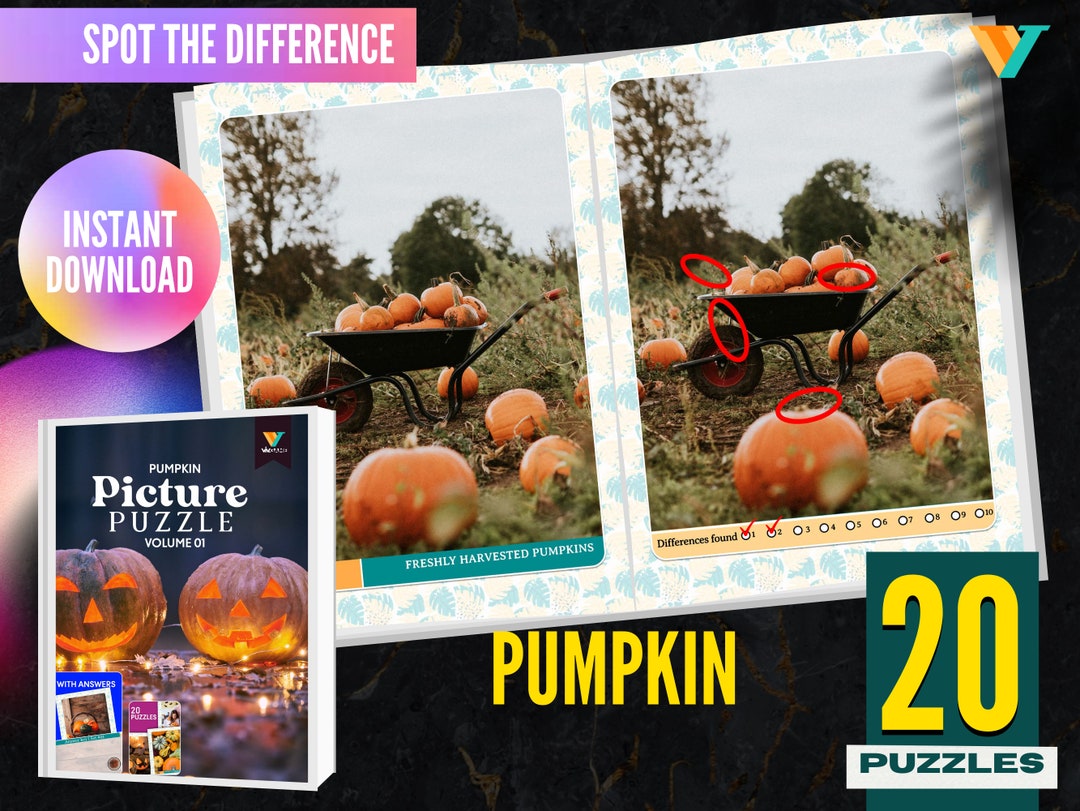 Halloween Pumpkin Spot the Difference, Search and Find Games, Find the ...