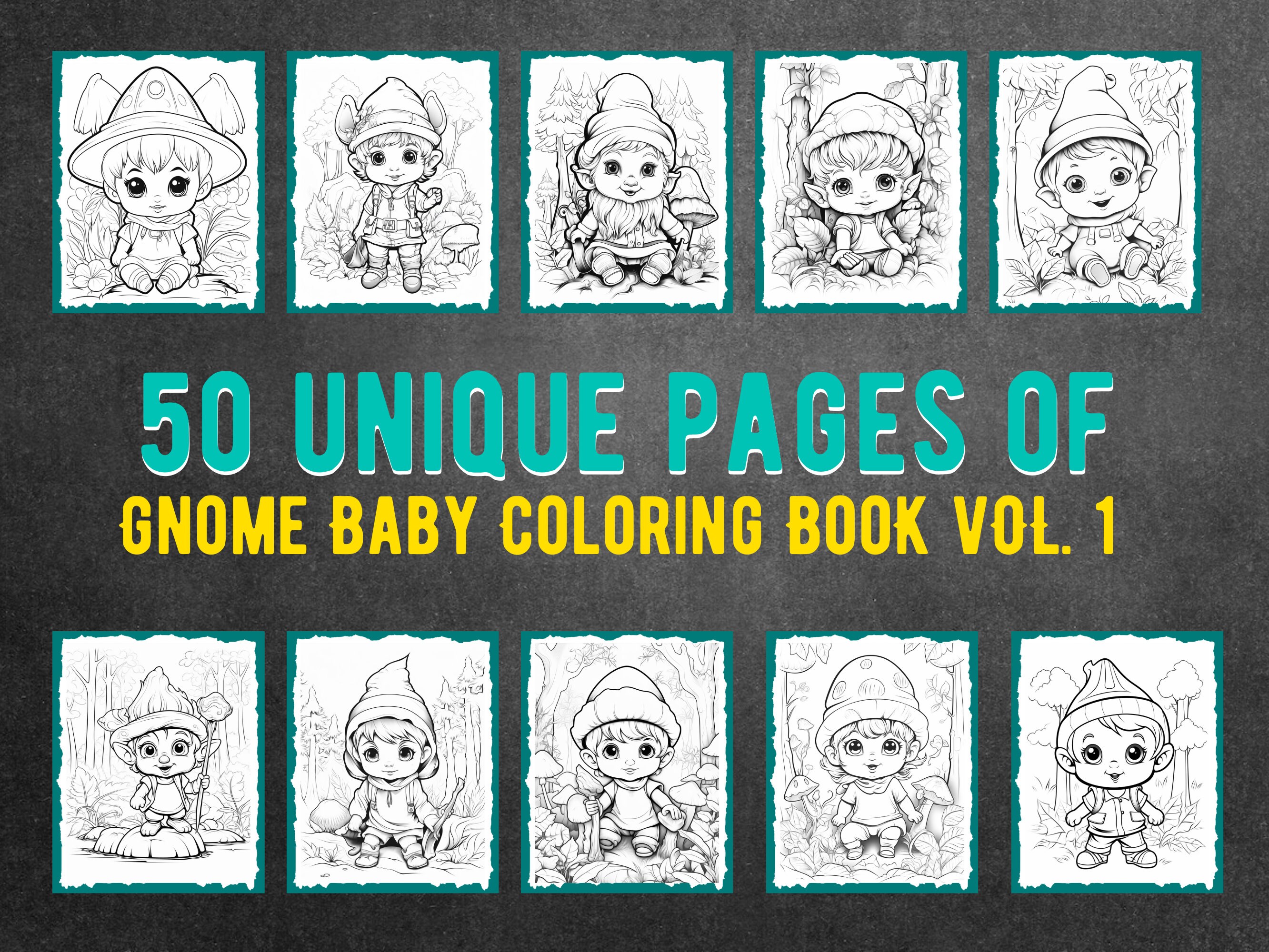 50 Gnome Coloring Book Vol. 1 Coloring Pages, Gnome Baby Coloring Book ...