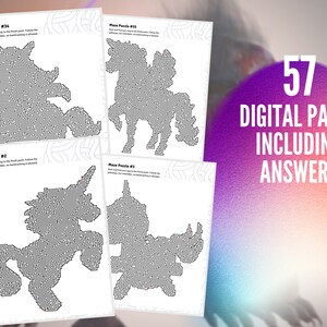 50 Pages Unicorn Maze Puzzle, Instant Download With Answers for Kids ...