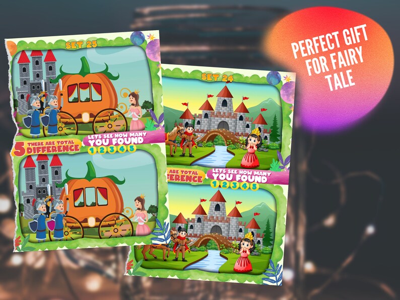 Fairy Tale Spot the Difference, Coloring Printable Pages, Love Find the ...