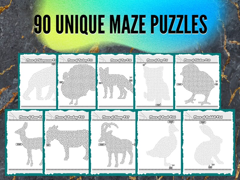 90 Animal Shaped Mazes for Kids for Ages 8-12 & Adults, an Amazing Fun ...