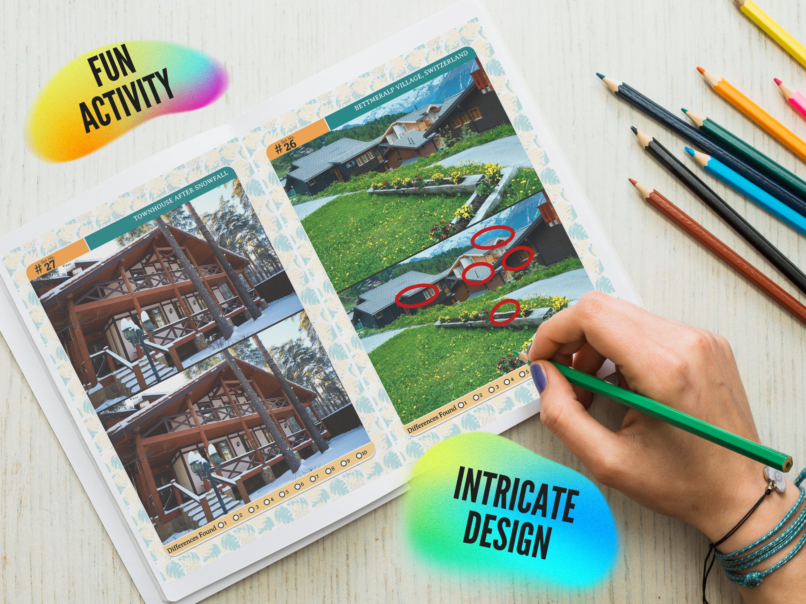 Rural House Spot the Difference Printable PDF Pages, Countryside Find ...