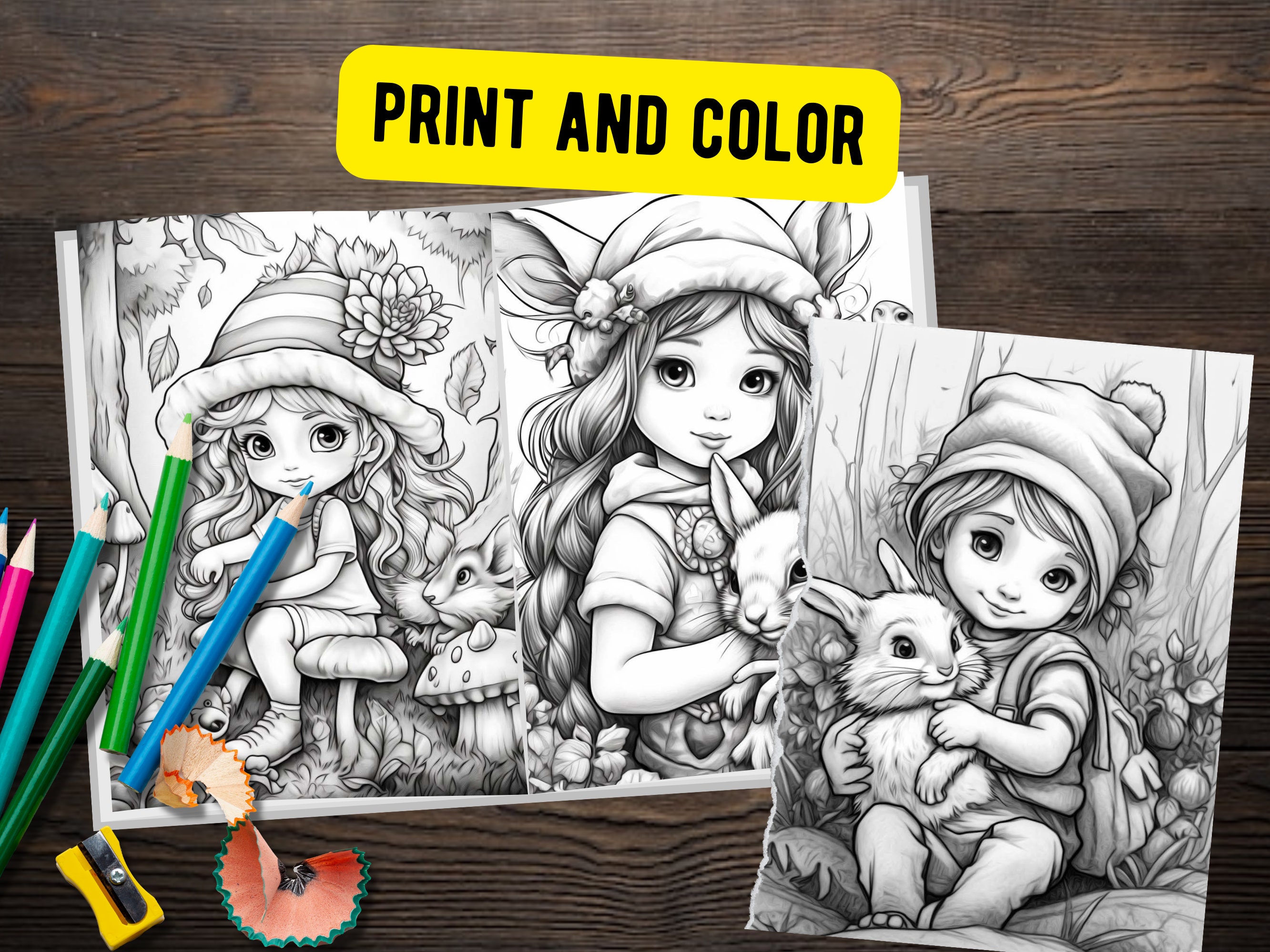 71 Cute Woodland Fairy Coloring Book, Adults Kids Instant Download ...