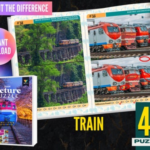 Train Spot the Difference Printable Pages, Find the Difference Instant ...