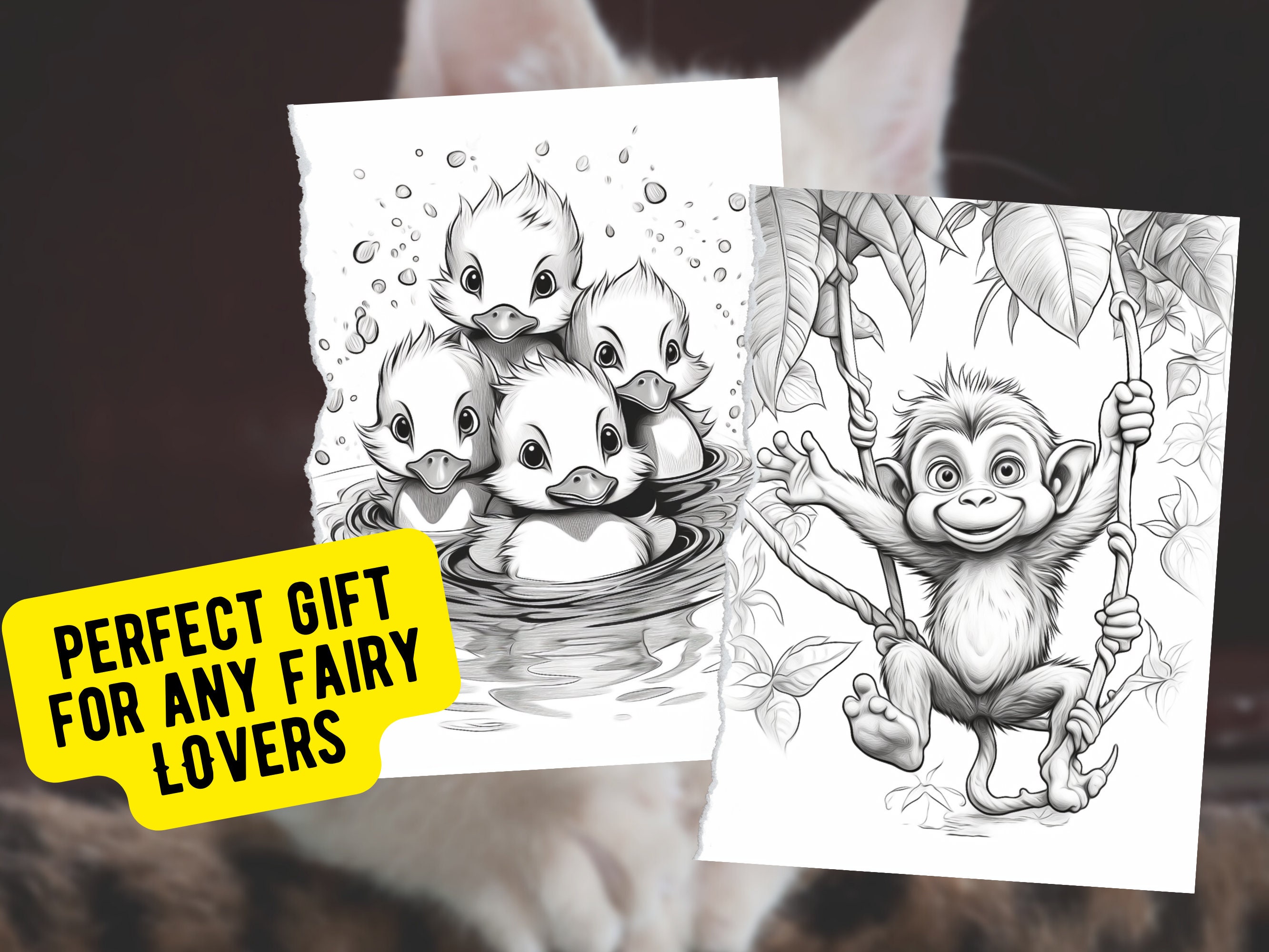 50 Pages Cute Animal Coloring Page, Meditation Calming Coloring Pages ...