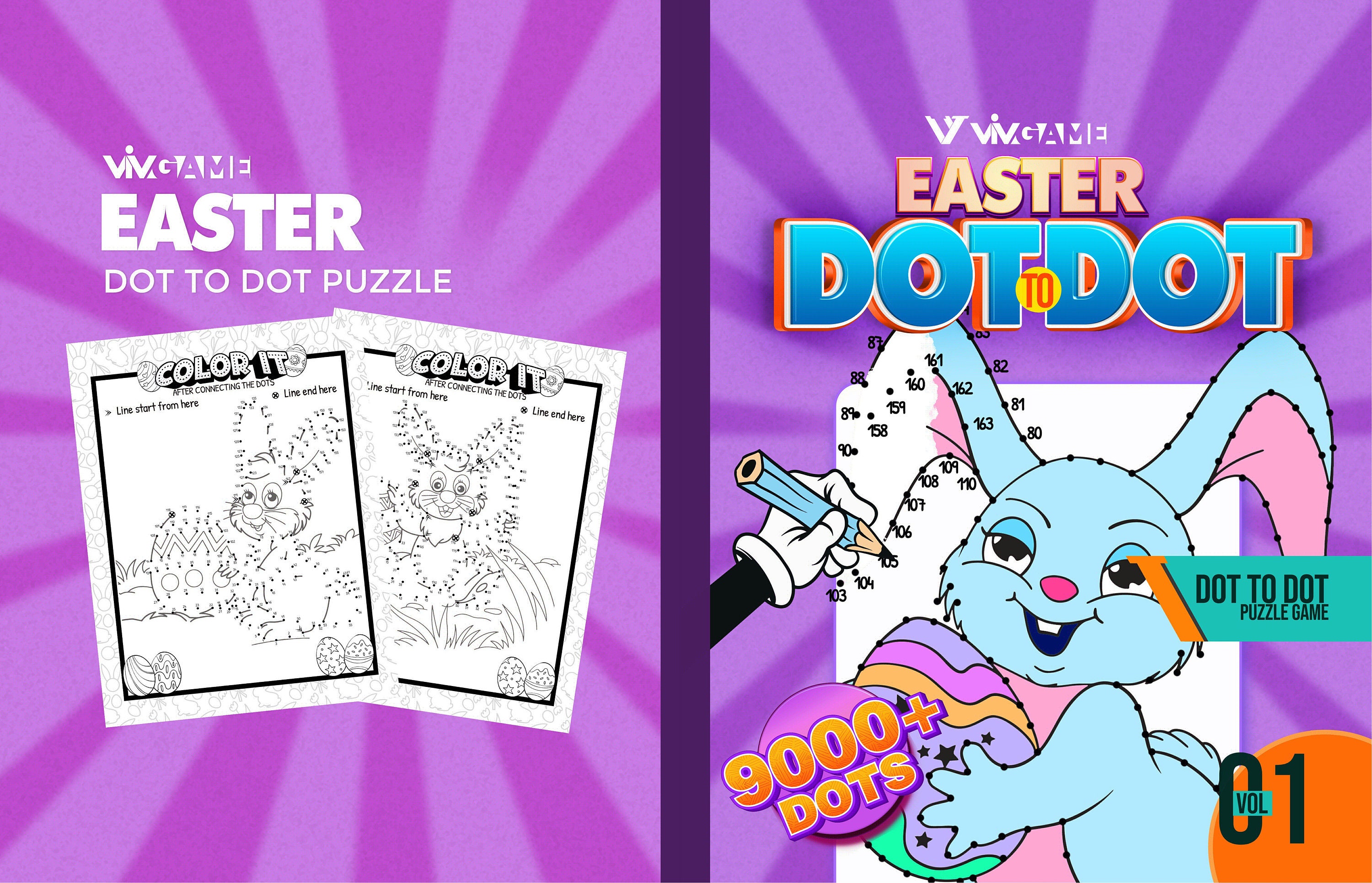46 Pages Easter Egg Hunting Dot to Dot Activity PDF Printable, Easter ...