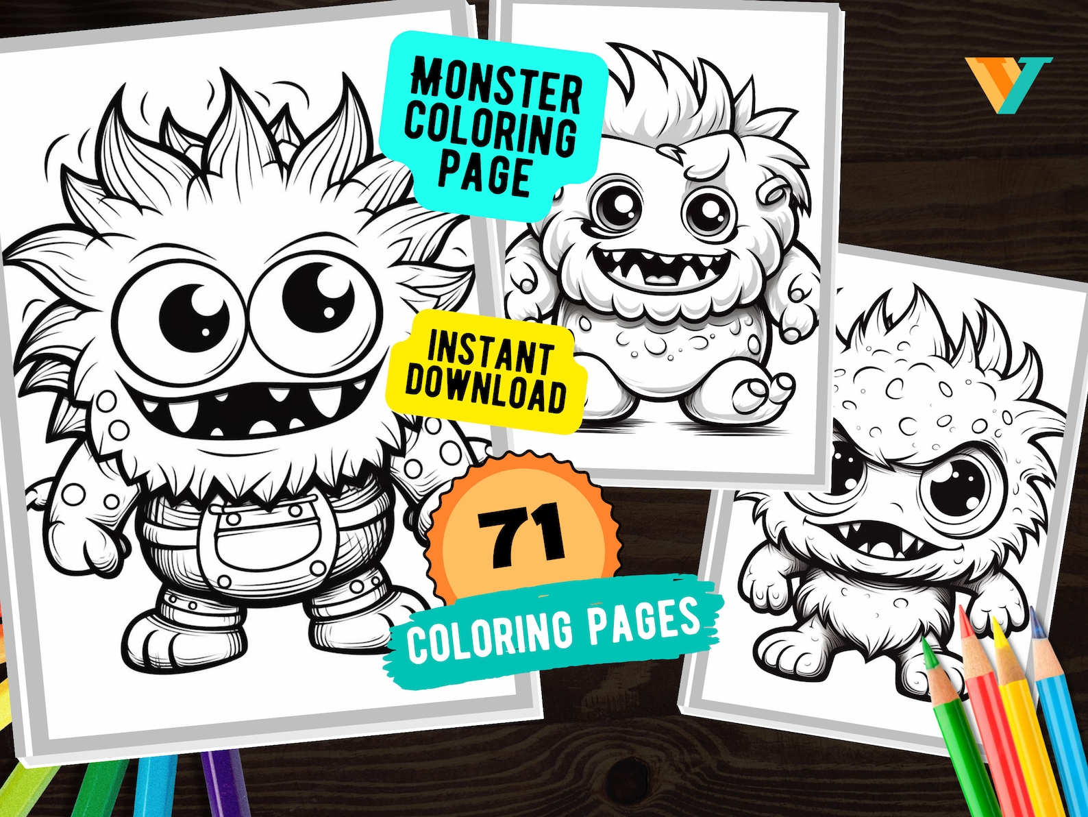 Cute and Creepy Monsters Coloring Pages 71 Cute Monster to Color ...