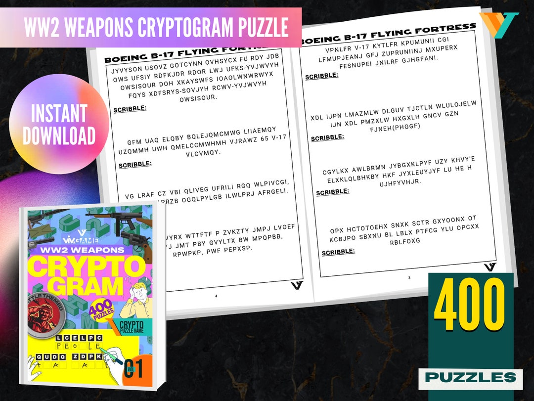 400 WW2 Weapons Cryptogram Puzzle Game Volume 1 Instant PDF - Etsy