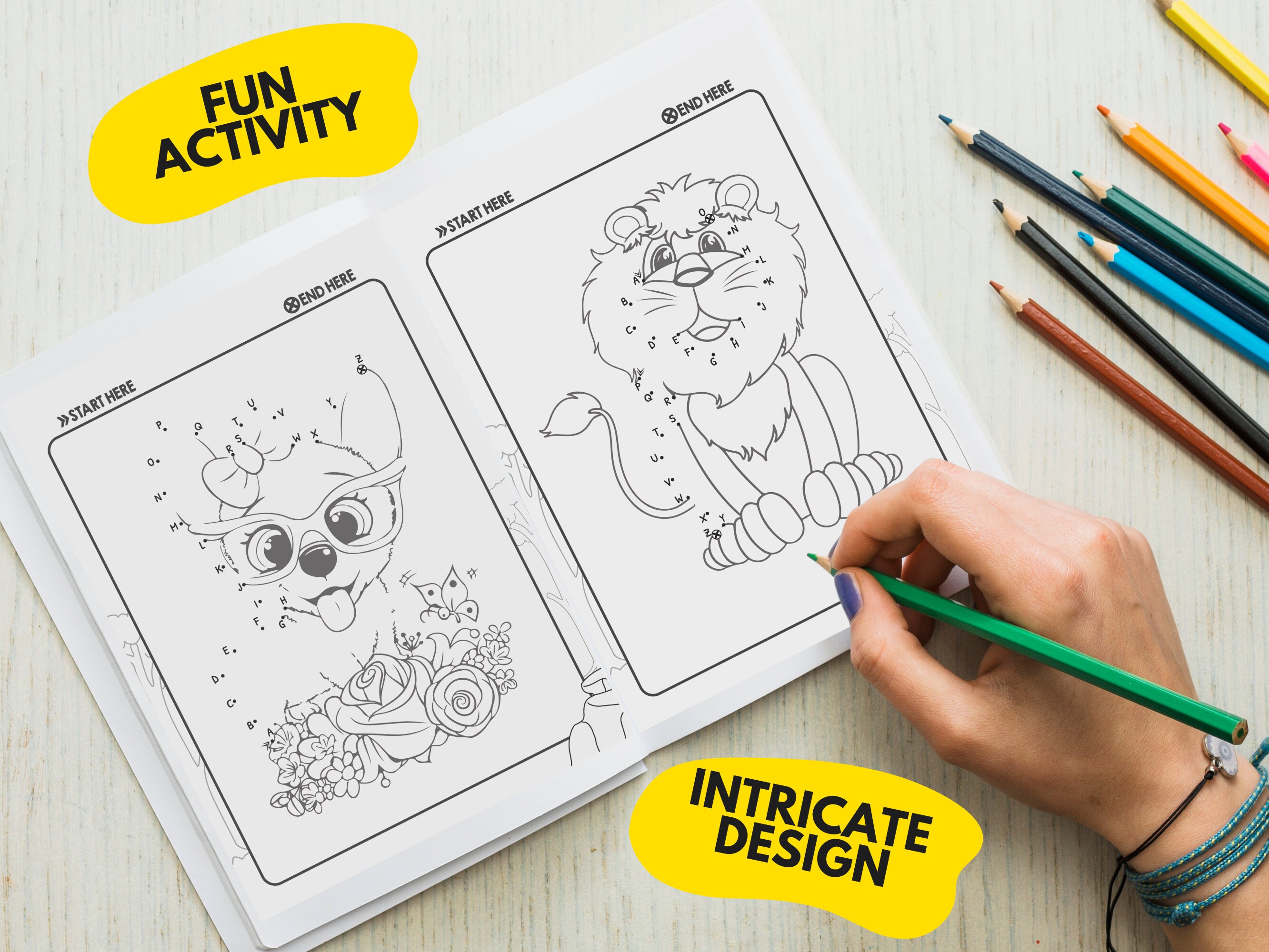 Animal ABCD Connect Dot Color Printable Book for Toddler, Connect Dots ...