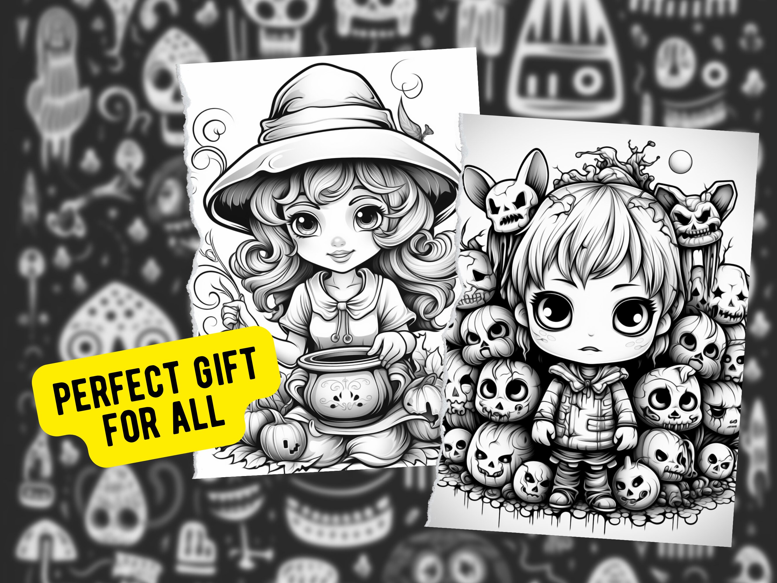 50 Pages Spooky Halloween Coloring Pages Vol. 2, Instant Download ...